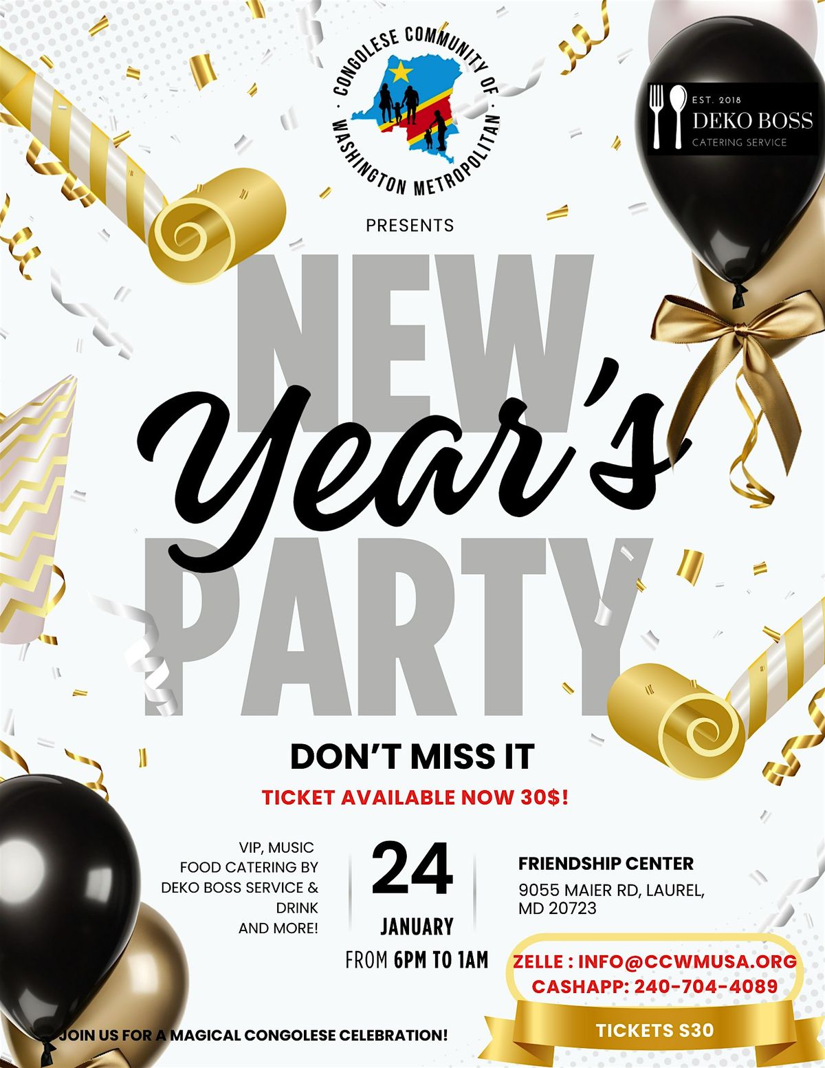 Congolese New Year Celebration, Friendship Center, Laurel, 24 January 2026