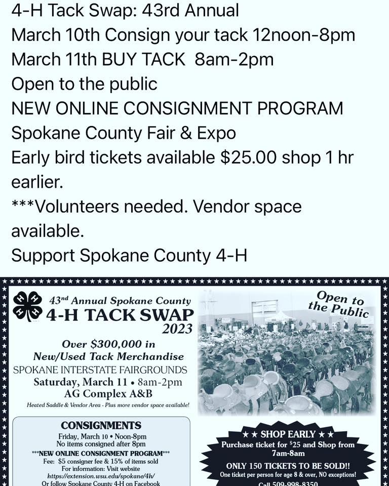 4H TACK SWAP 2023, Spokane County Fairgrounds, Spokane Valley, 10 March ...