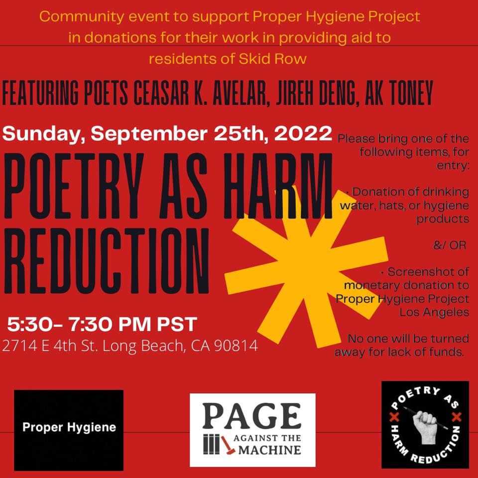 Poetry as Harm Reduction - Long Beach, Page Against The Machine, Long ...