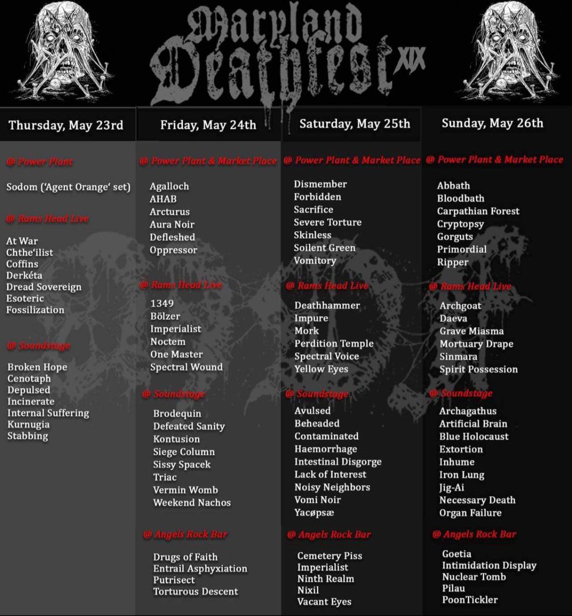 Maryland Deathfest XIX - 4 Day Pass (Includes Access To Power Plant ...