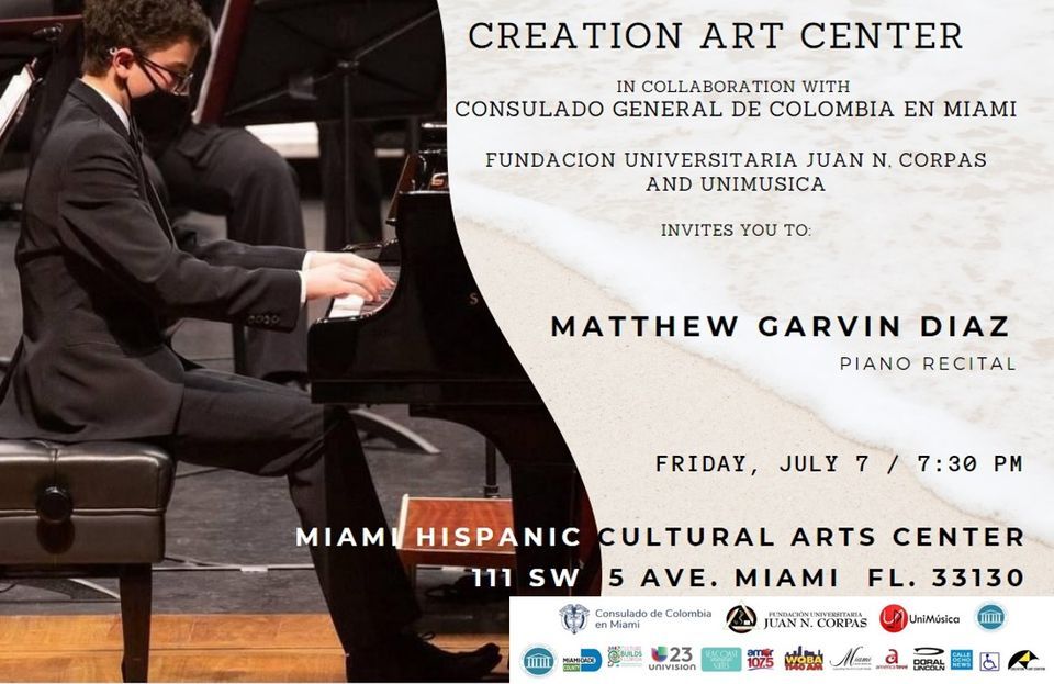 Piano recital by Matthew Garvin Diaz, Miami Hispanic Cultural Arts ...