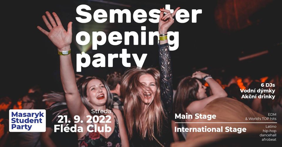 Semester Opening Party 2022, Fléda Club, Brno, 21 September to 22 September