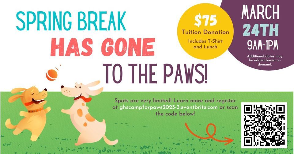 Camp for Paws - March 24, 2023, Greenville Humane Society, 24 March 2023