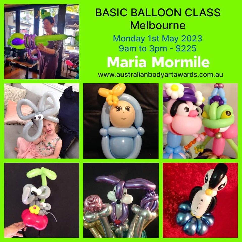 MELBOURNE Basic Balloon Twisting Class Instructor Maria Mormile Monday 1st May 2023, Arrow on ...