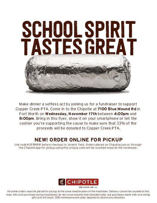Spirit Night- Chipotle Mexican Grill, pin7100 Blue Mound Rd, Fort Worth ...