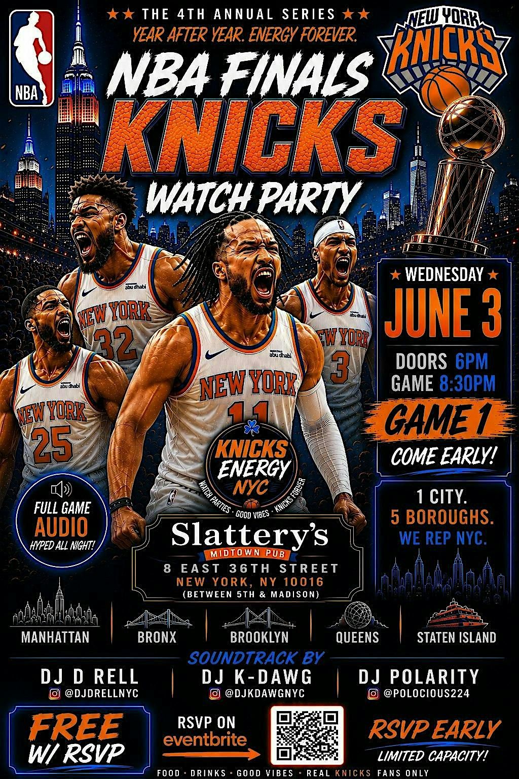 NBA FINALS - Knicks Watch Party Game 1 @ SLATTERYS, Slattery's Midtown ...