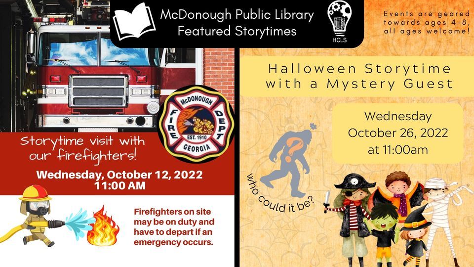 McDonough Librarys Guest Storytimes in October, McDonough Public ...