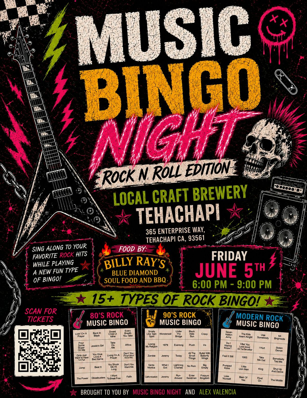Rock and Roll Music Bingo Night @ Local Craft Brewery Tehachapi, Local ...