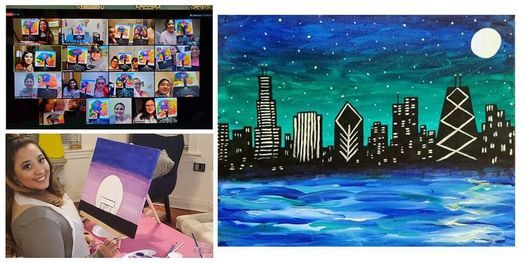 Live Virtual Painting Class "Night City Skyline", Chicago Sip & Paint ...