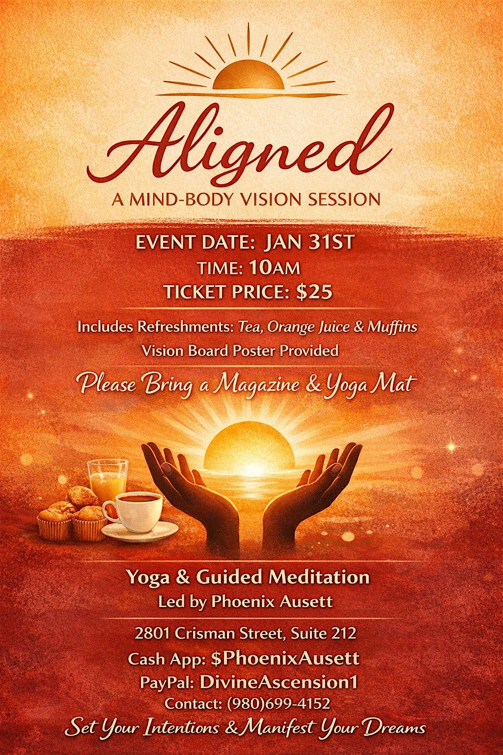 Aligned: A Mind- Body Vision Session, 2801 Crisman St, Charlotte, 31 ...