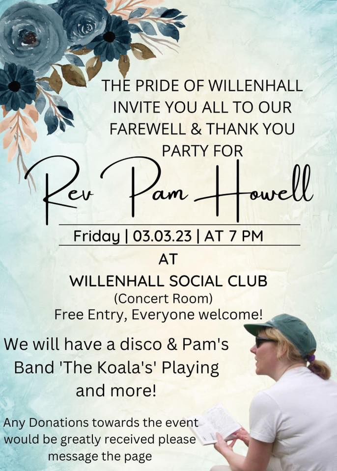 Farewell to Rev Pam Howell, WILLENHALL SOCIAL CLUB, COVENTRY, 3 March 2023
