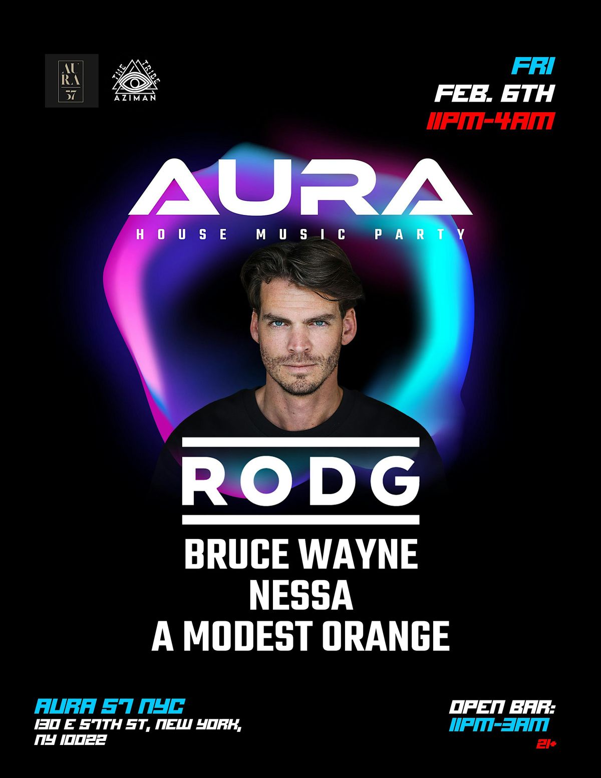 Aura w/ RODG (House Music Party), Aura 57 NYC, New York, 6 February to ...