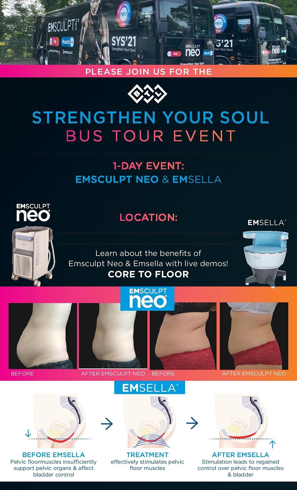 Strength Your Core & Soul Bus Tour Event. EmSculpt NEO & EMSELLA, 7020 ...