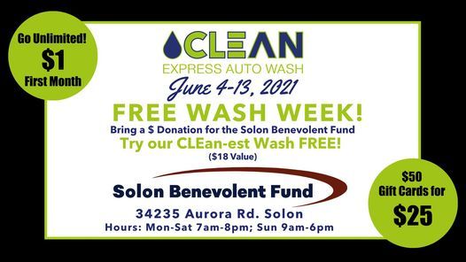 Solon CLEan Express Grand Opening Free Wash Week!, 34235 Aurora Rd ...