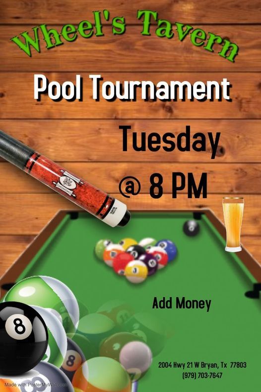 Tuesday pool tournament, Wheel's Tavern, Bryan, 11 May 2021