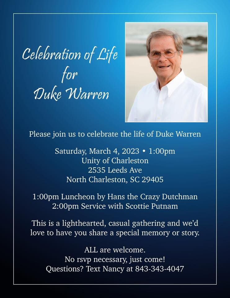Celebrating the life of Duke Warren, Unity Charleston, 4 March 2023