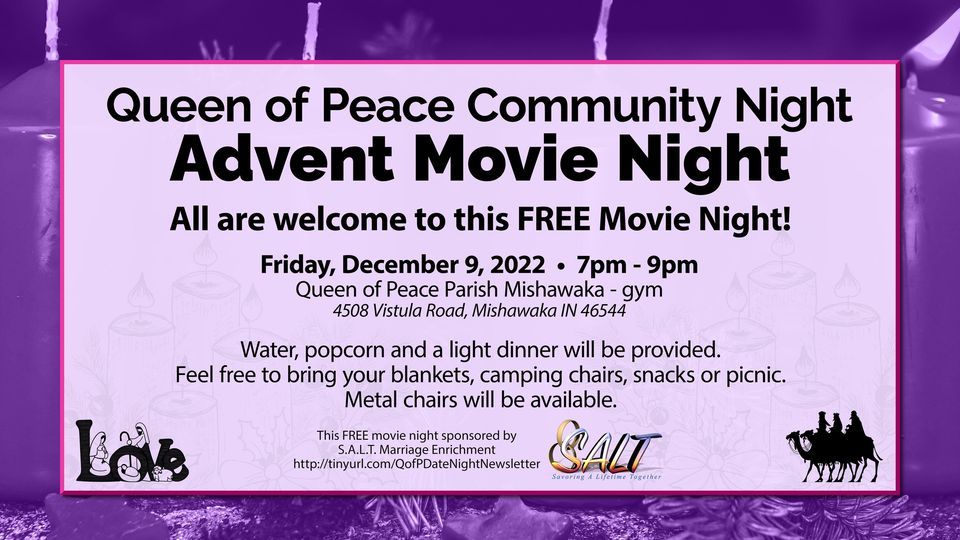 Community Night - Advent Movie Night at Queen of Peace Mishawaka, Queen ...