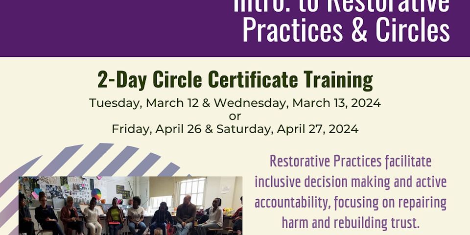 2-Day Restorative Practices Circle Certificate Training (April 2024 ...